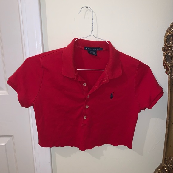 Ralph Lauren Blue Label | Tops | Ralph Lauren Red Cropped Polo Shirt ...